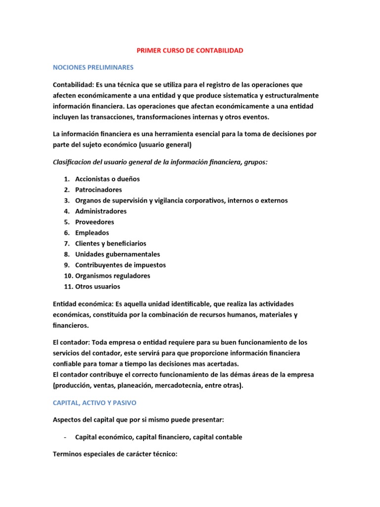 Primer Curso De Contabilidad Pdf Contabilidad Estado De Resultados