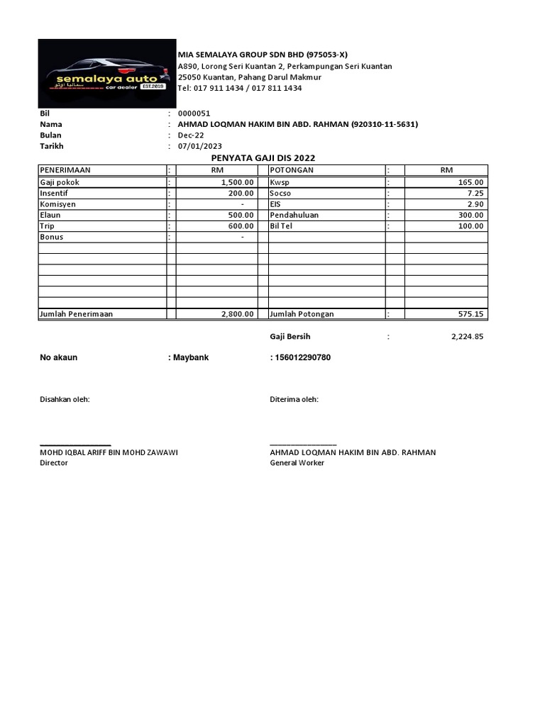 Slip Gaji Dis 2022 - Akim PDF | PDF