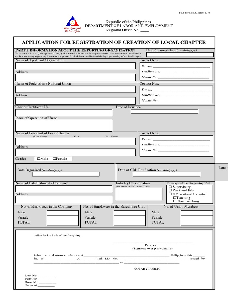 BLR-Form-No.-5-Series-2016_Creation-of-Local-Chapter | PDF