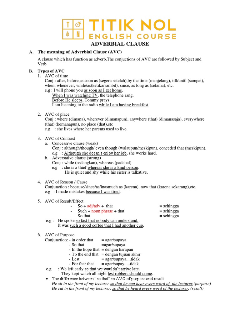 Understanding Adverbial Clauses | PDF | Semantic Units | Human ...