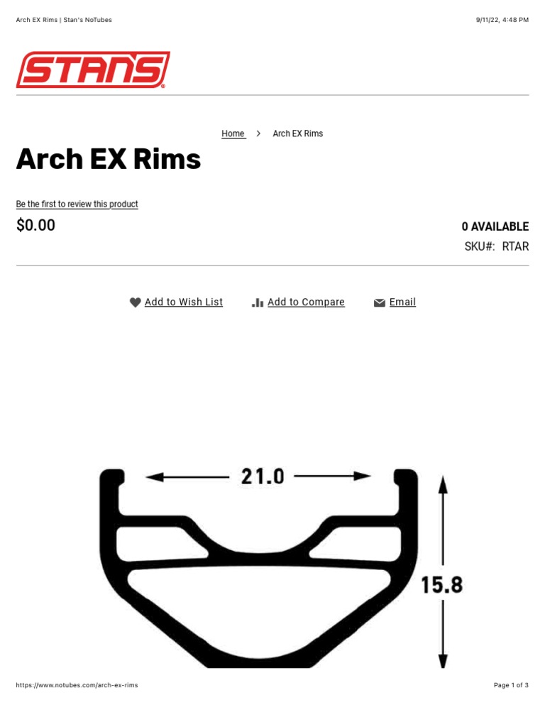 Arch EX Rims - Stan's NoTubes | PDF | Transport | Motor Vehicle