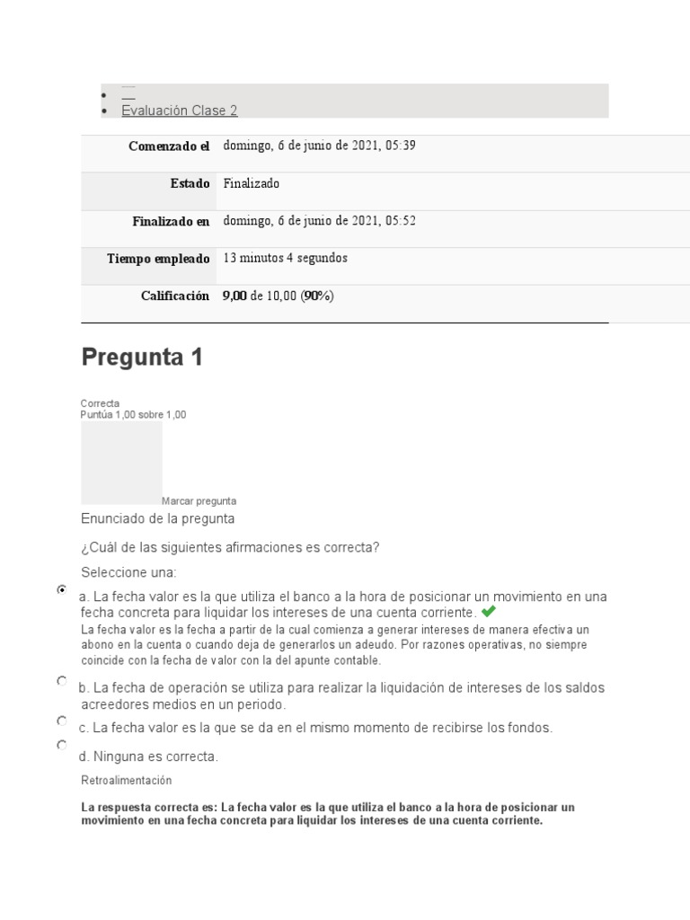 Evaluacion Clase 2 | PDF | Bancos | Dinero
