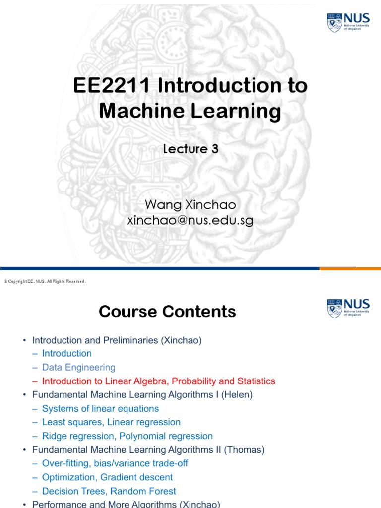 Lecture 3 - Introduction To Linear Algebra, Probability and Statistics ...