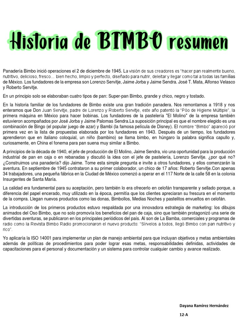 Historia BIMBO PDF | PDF
