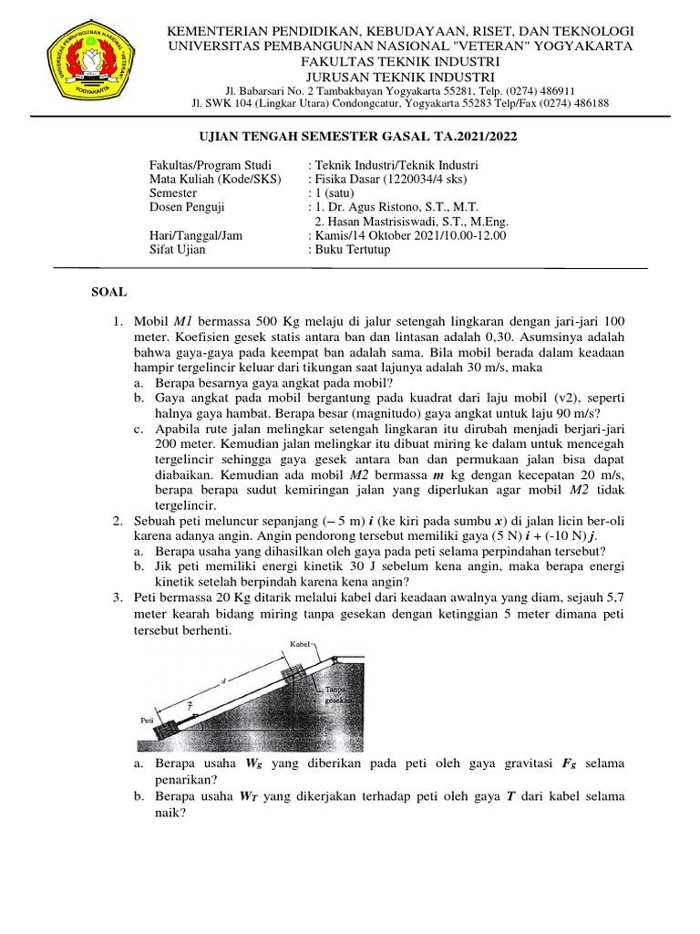 Soal UTS Fisika Gasal 2021 2022 PDF | PDF