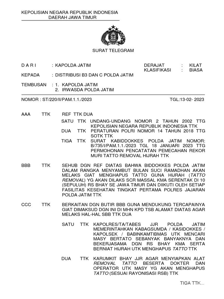 SURAT TELEGRAM TATtO REMOVAL | PDF
