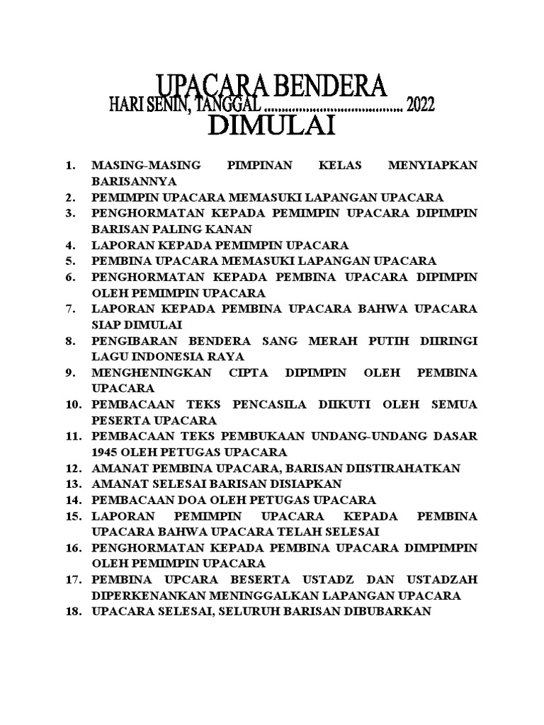 SUSUNAN UPACARA BENDERA | PDF