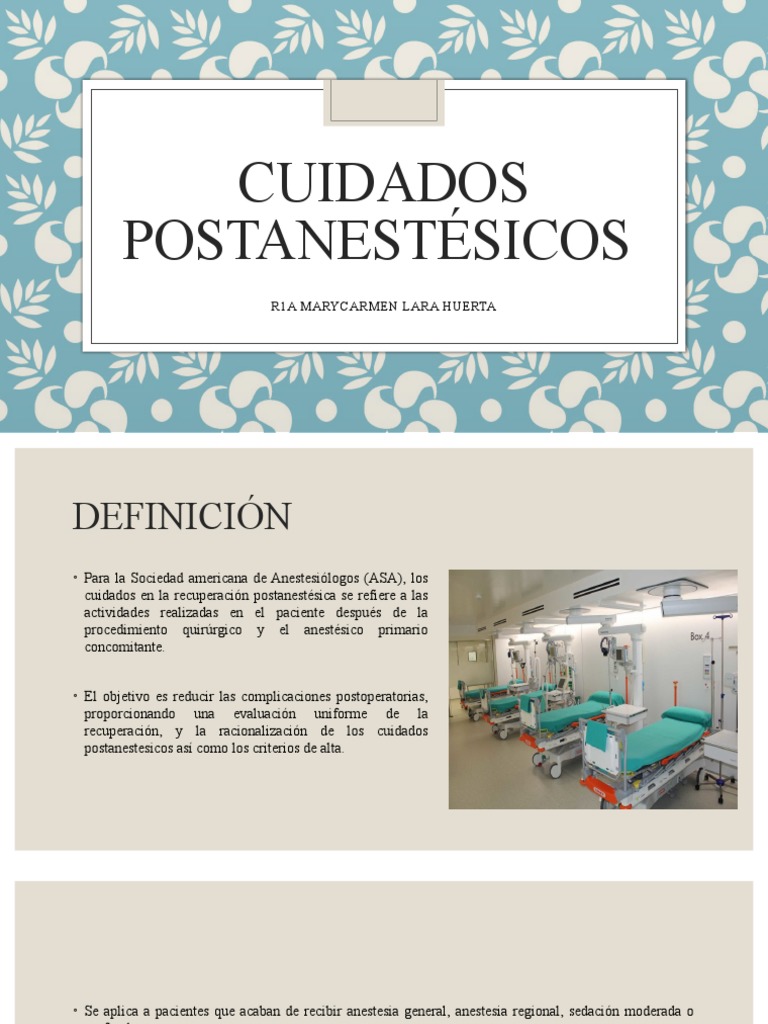 Cuidados postanestésicos | PDF | Anestesia | Medicina CLINICA