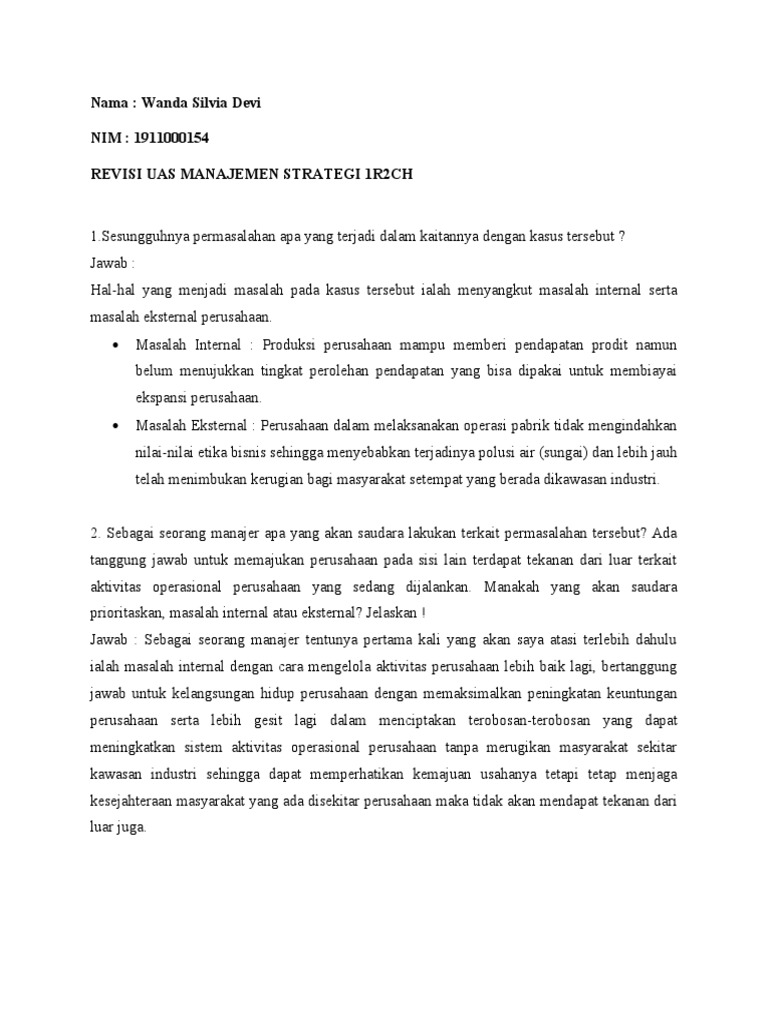 Revisi UAS Menstrag (Wanda Silvia Devi - 1911000154) | PDF | Bisnis | Karier & Perkembangan