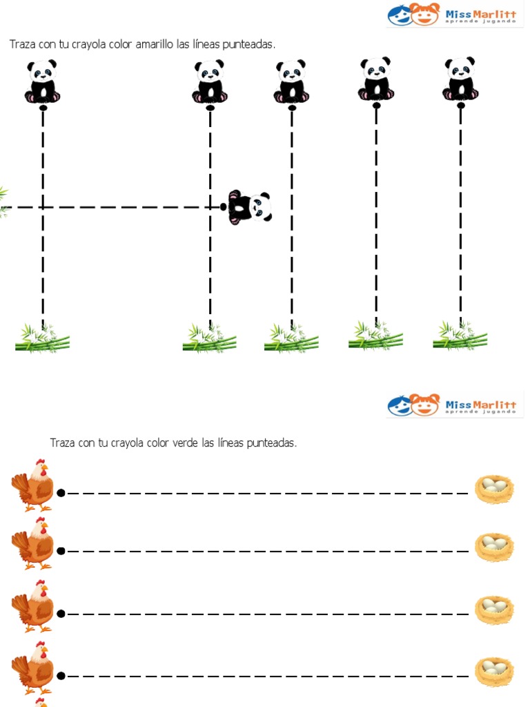 Traza Con Tu Crayola Color Amarillo Las Líneas Punteadas | PDF
