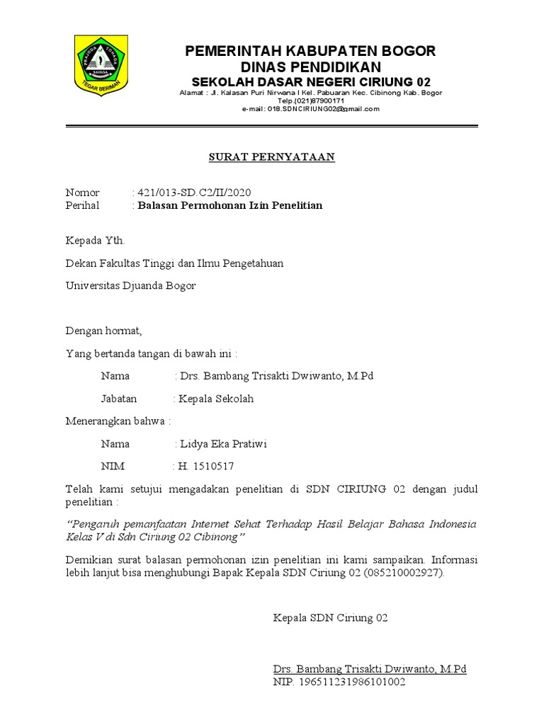 Surat Balasan Magang | PDF