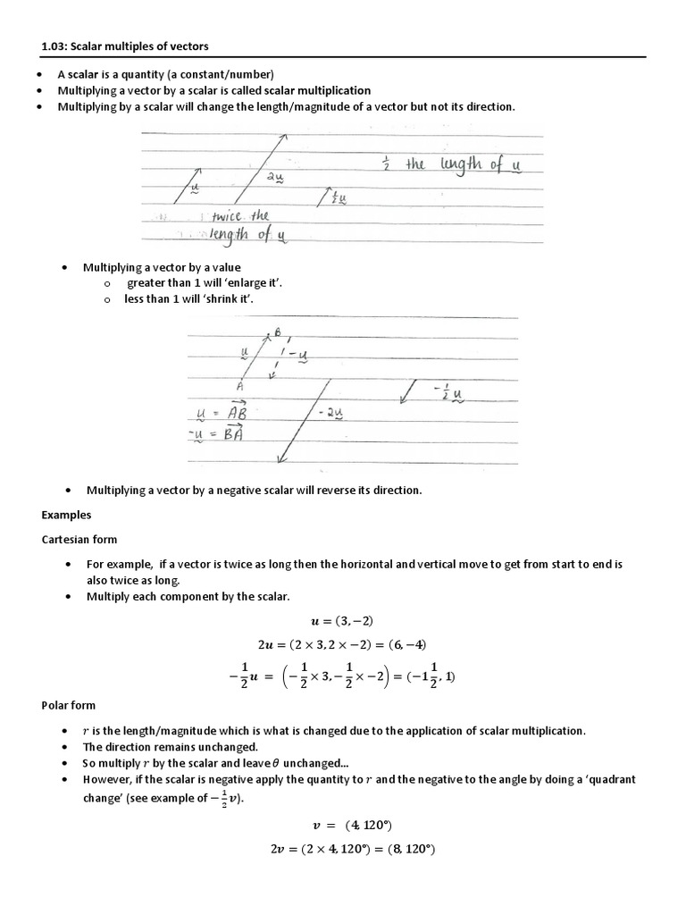 Scalar Multiplication of Vectors | PDF