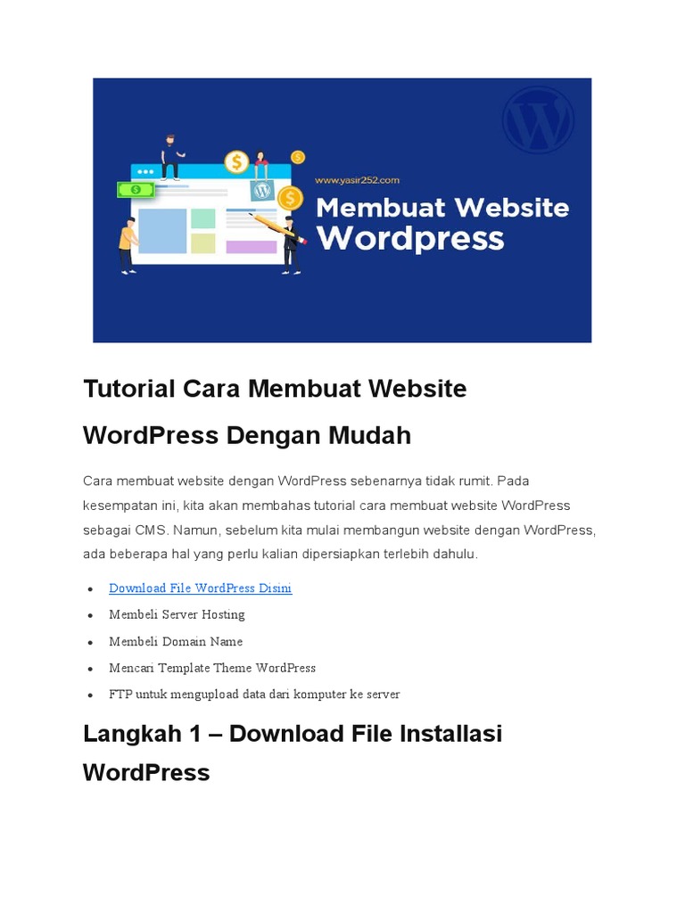 Tutorial Cara Membuat Website WordPress Dengan Mudah | PDF