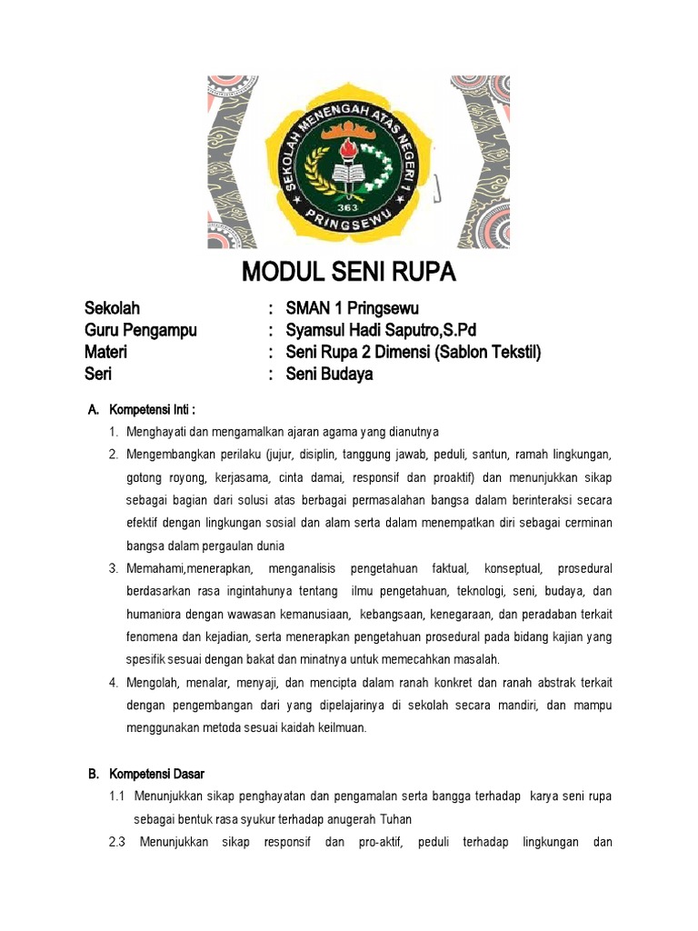 Modul Sablon Tekstil Lengkap | PDF | Karier & Perkembangan
