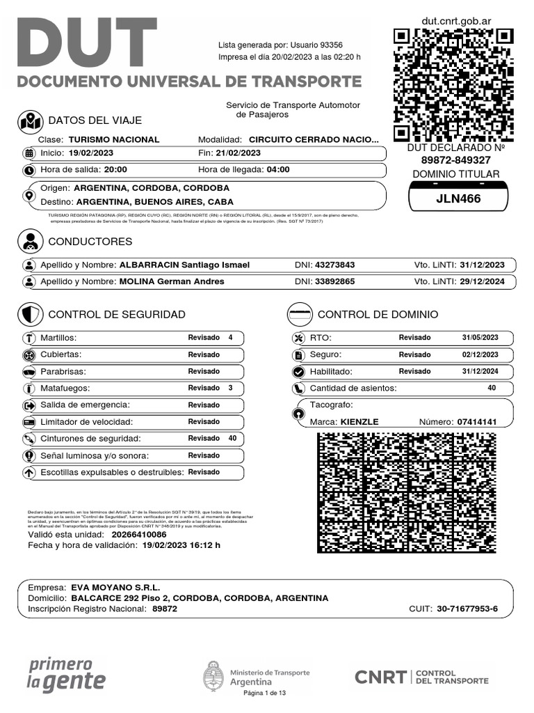 Dut CNRT Gob Ar | PDF | Economía del transporte | Transporte