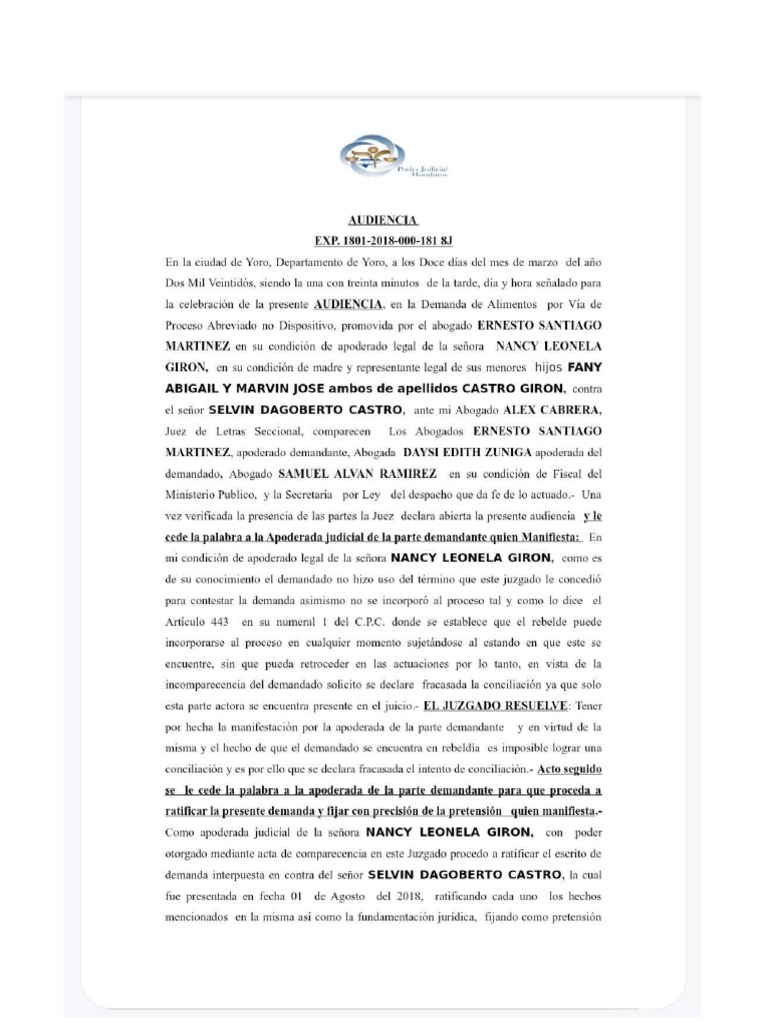 Ejemplo Acta de Audiencia | PDF