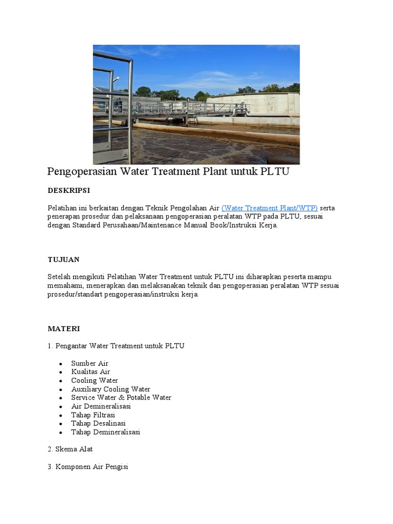 Pengoperasian Water Treatment Plant Untuk PLTU | PDF