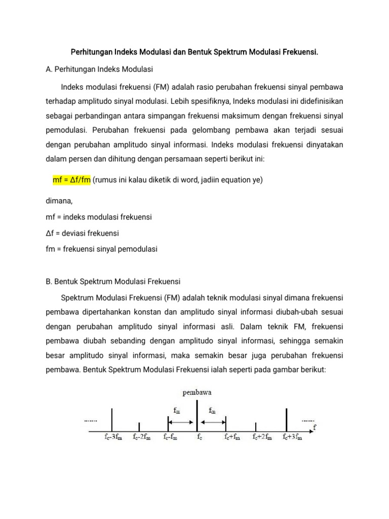 Indeks & Spektrum Modulasi Frekuensi | PDF