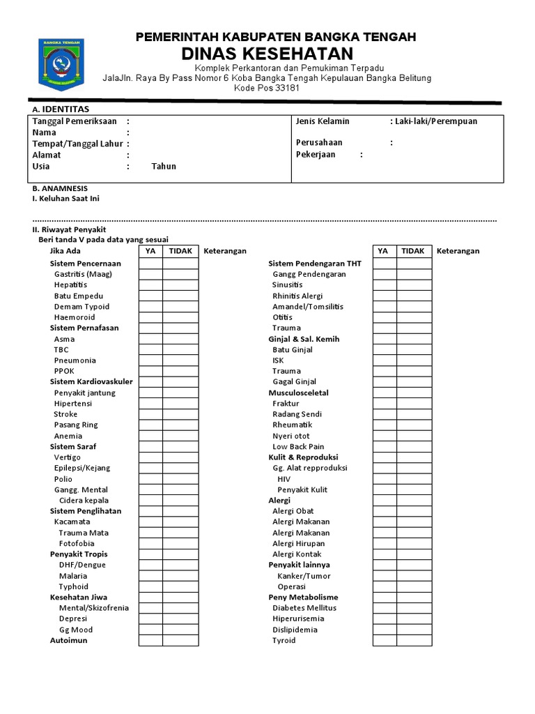 Form Medical Check Up | PDF