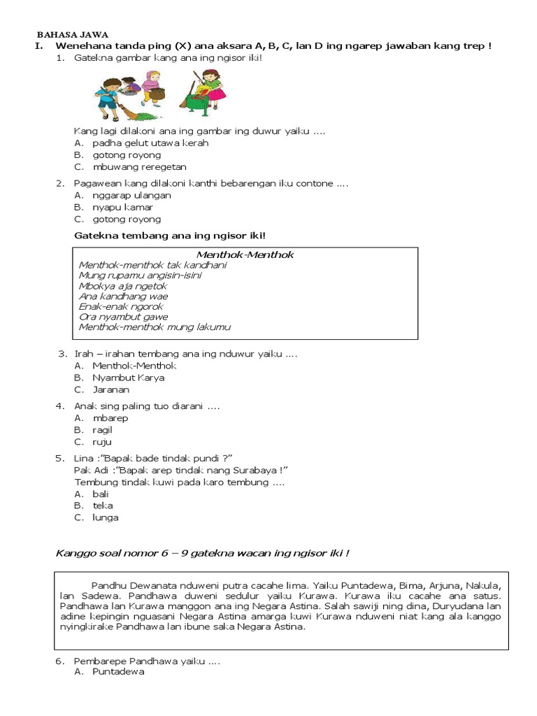 Soal Latihan Bahasa Jawa | PDF