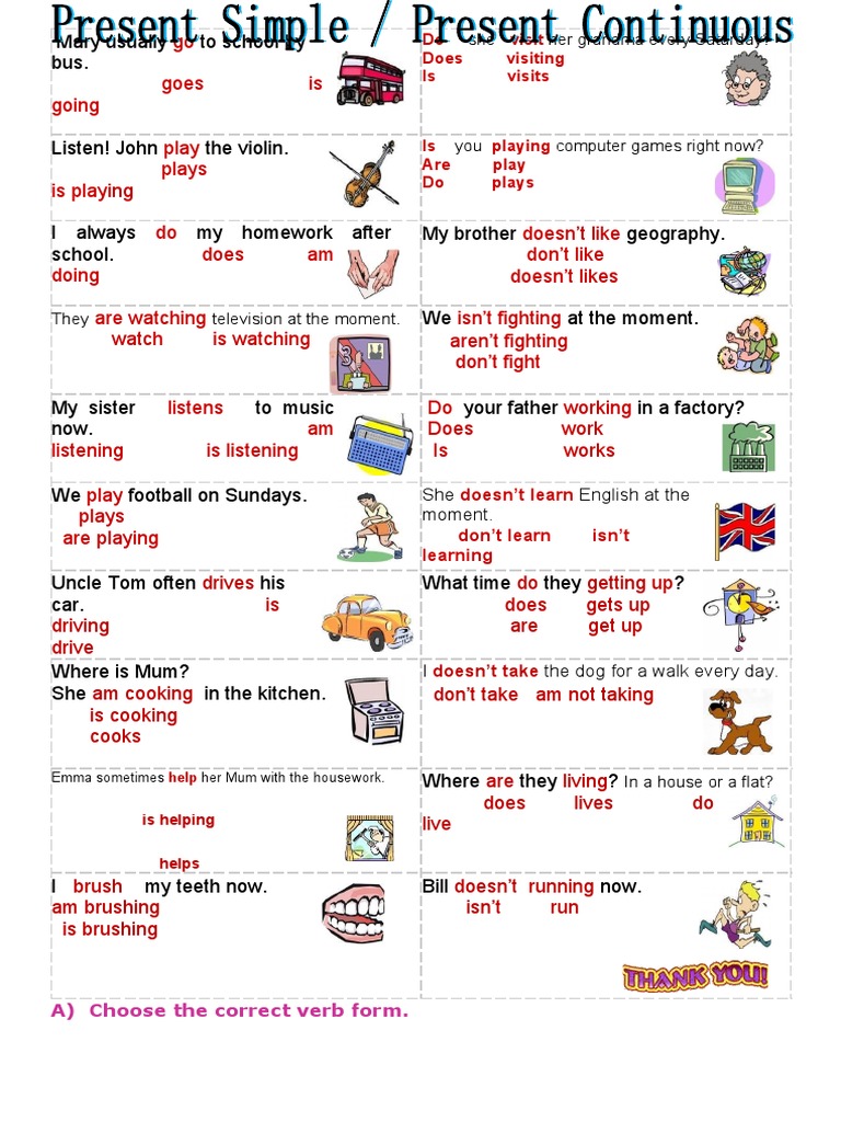 Present Simple VS Present Progressive | PDF