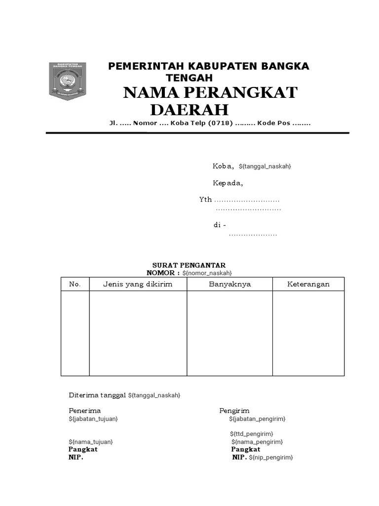 Surat Pengantar Template | PDF
