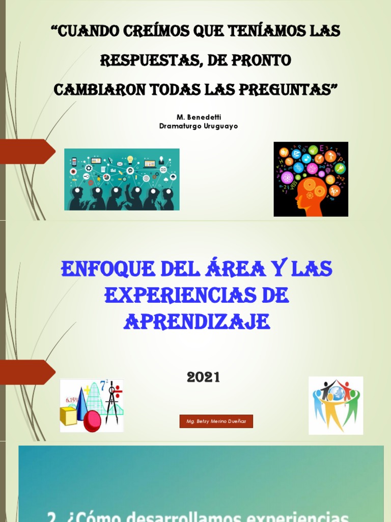 Dia2 - Enfoque de Area y Experiencias de Aprendizaje | PDF | Conceptos psicologicos | Sicología