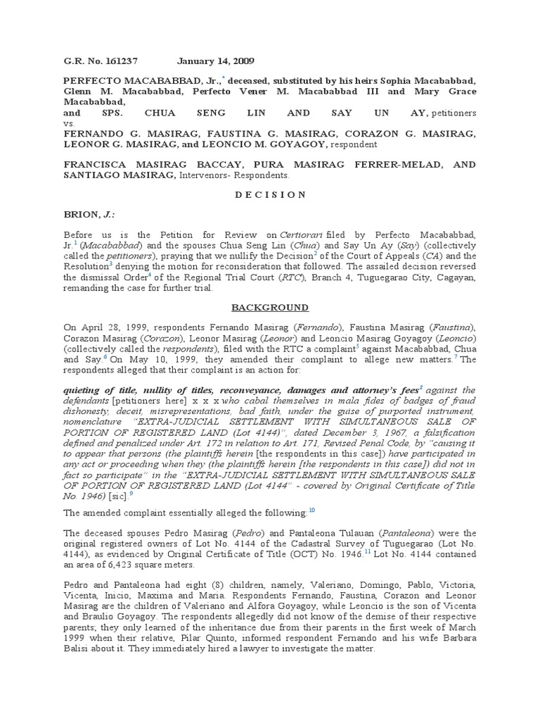 Imprescriptibility of A Void Extra Judicial Settlement of Estate | PDF ...