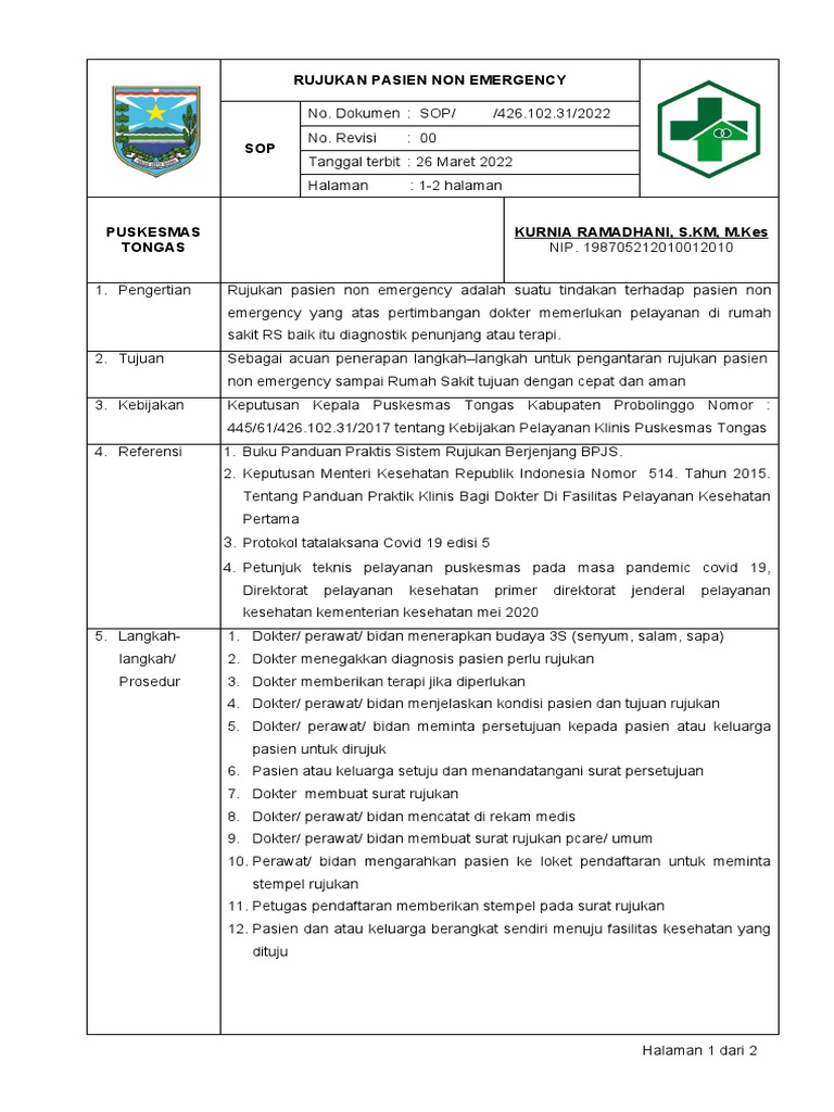 Sop Rujukan Pasien Non Emergency | PDF