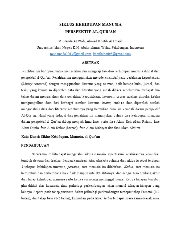 Siklus Kehidupan Manusia Perspektif Al-Quran | PDF | Agama & Spiritualitas