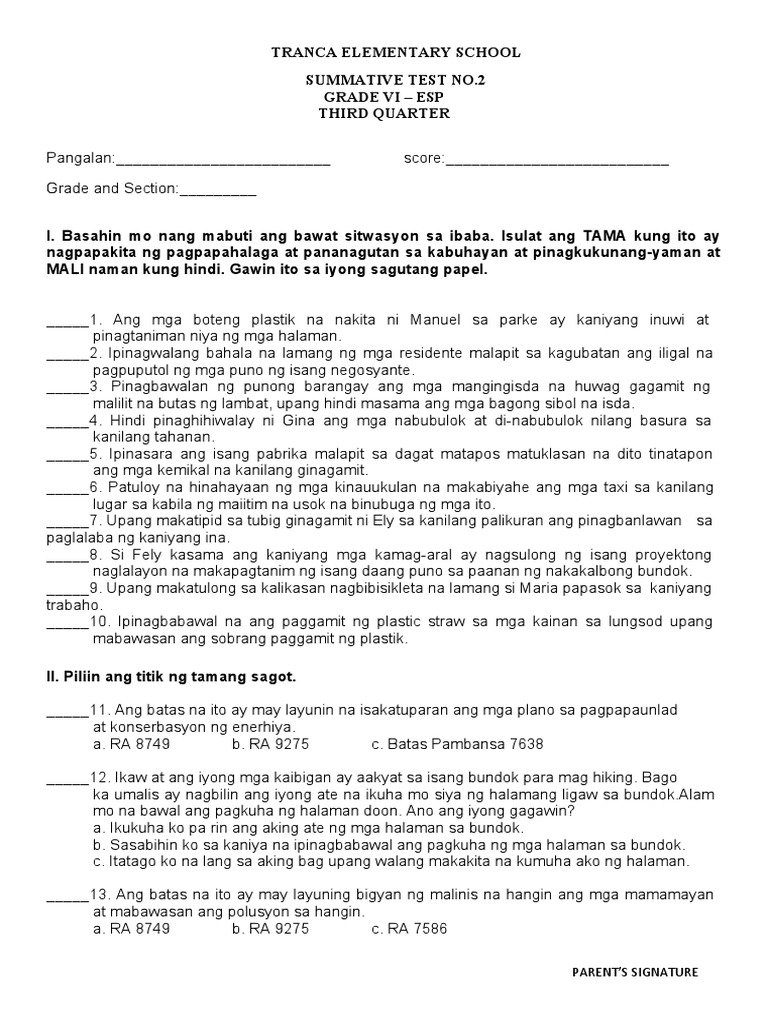 Q3 ST 2 GR.6 Esp With Tos | PDF