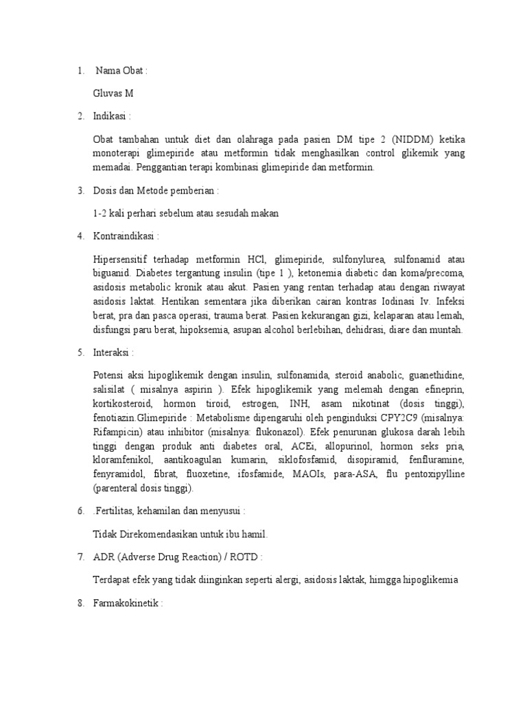 Panduan Obat Diabetes Gluvas M | PDF | Kesehatan Holistik