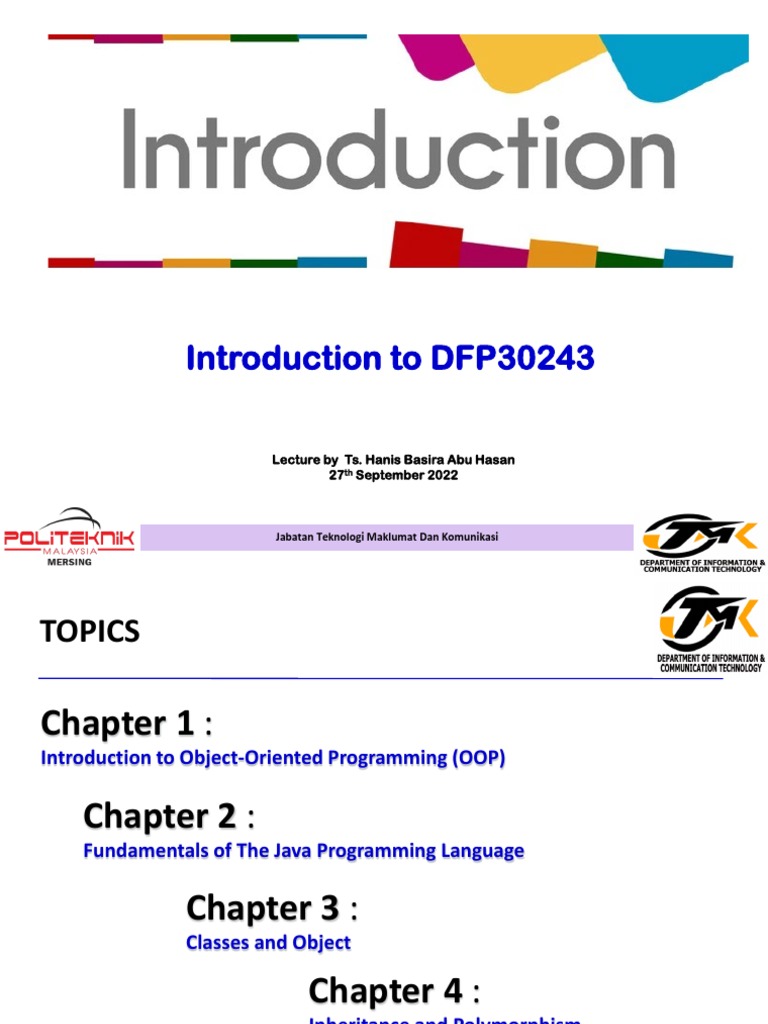 Chapter 0 - Introduction To DFP30243 | PDF | Teaching Methods & Materials | Computers