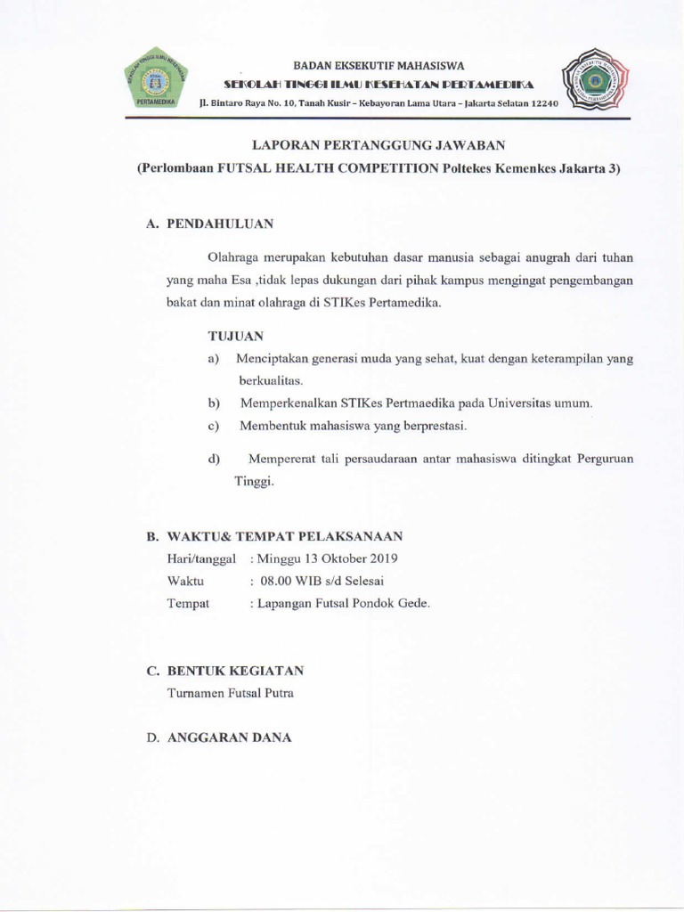 LPJ Futsal Kemenkes 2019 | PDF