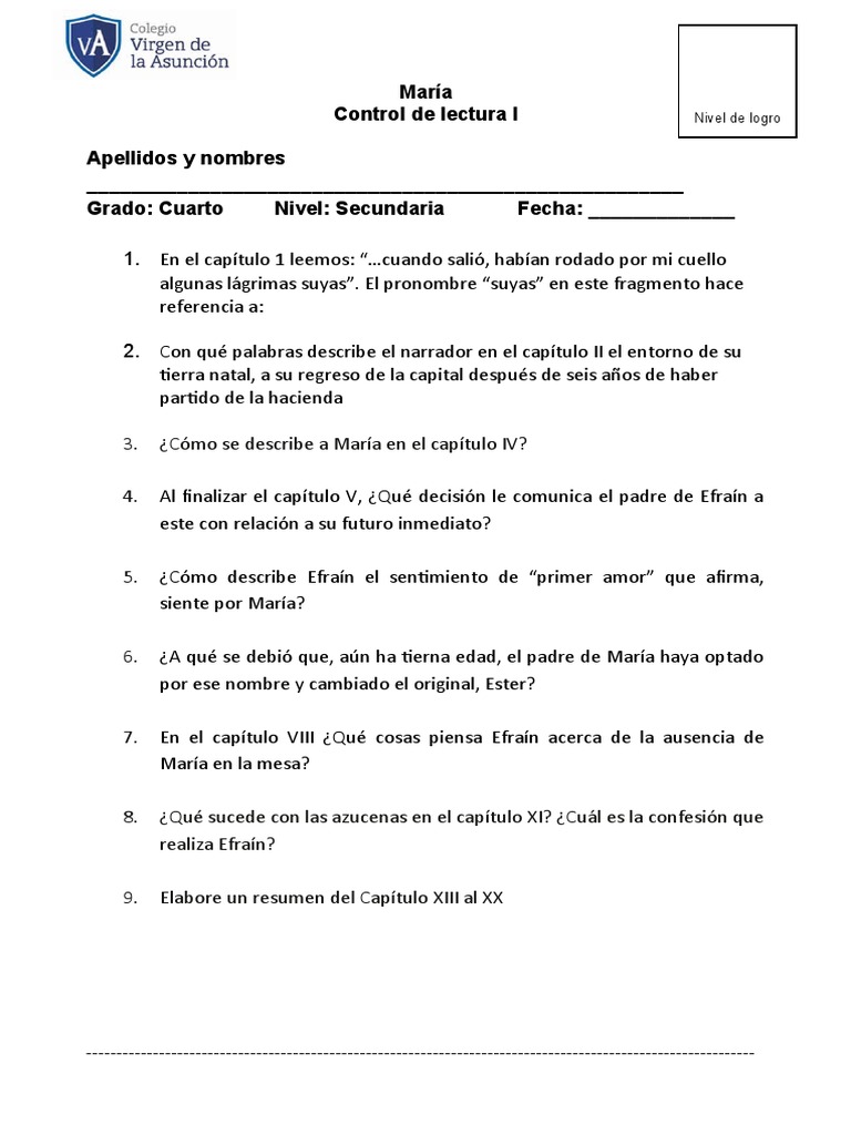 Cuarto - Control de Lectura | PDF