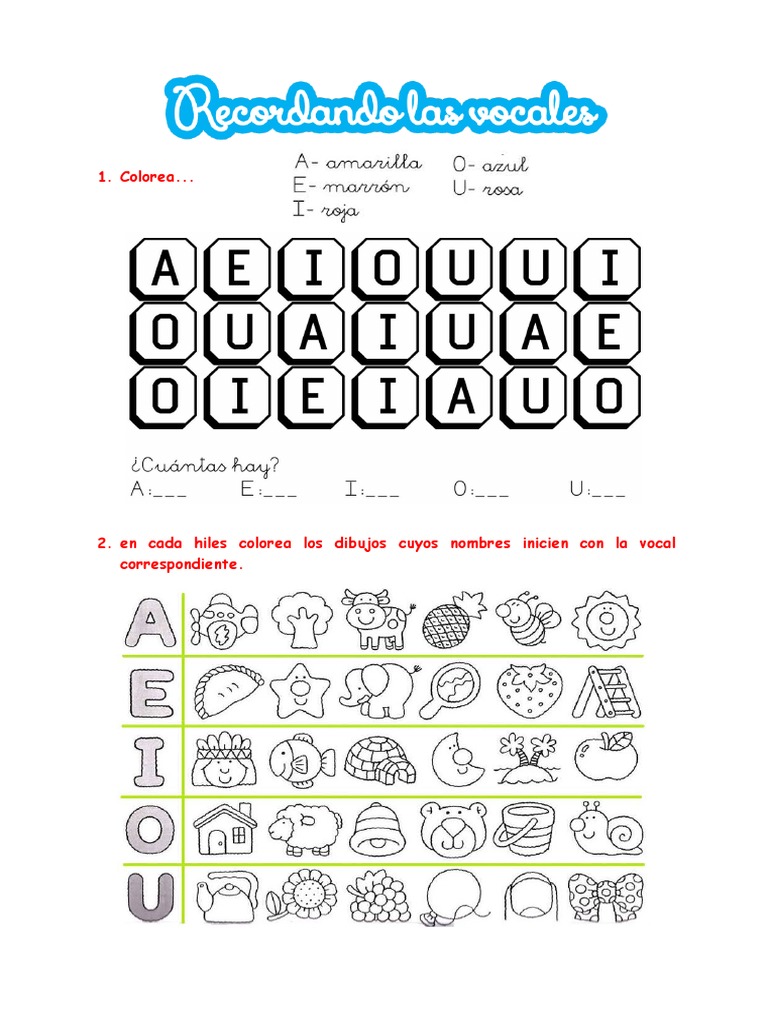 Recordando Las Vocales | PDF