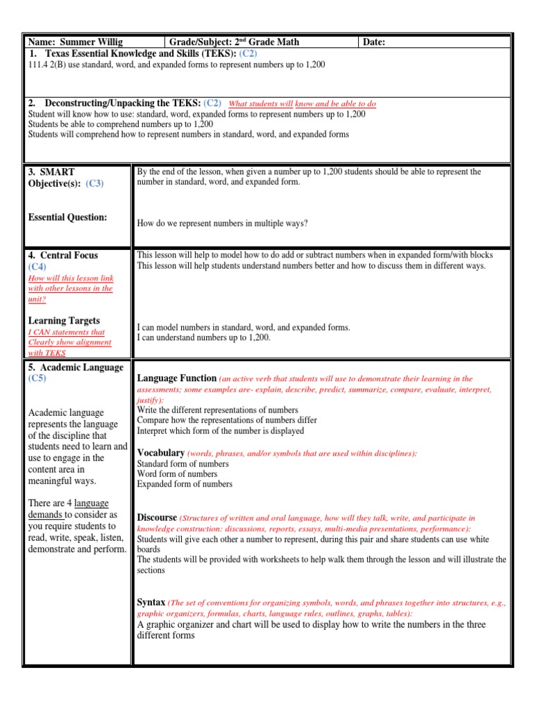 Completed Lesson Plan 2nd Grade Math | PDF | Educational Assessment ...