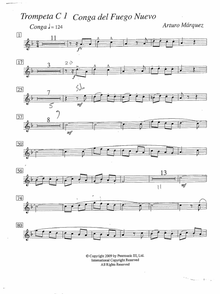 Marquez Conga Del Fuego Trumpet 1 PDF | PDF