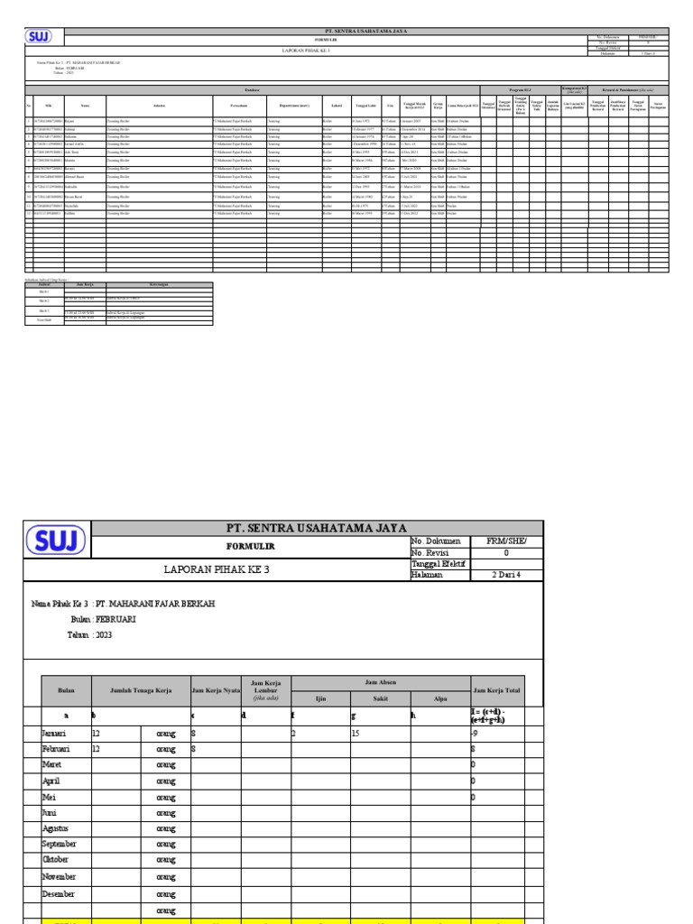 Laporan Bulanan Pihak Ke 3 - Contoh2 (PT - MFB) | PDF