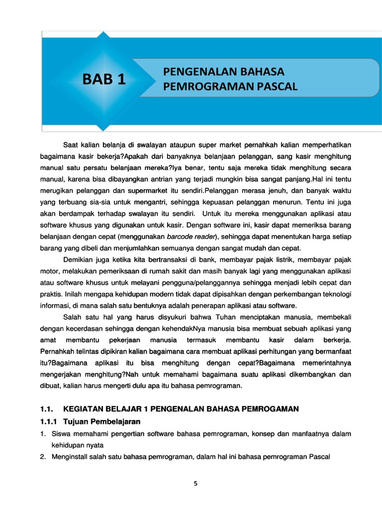 Kegiatan Belajar 5 Pengenalan Bahasa Pemrograman | PDF