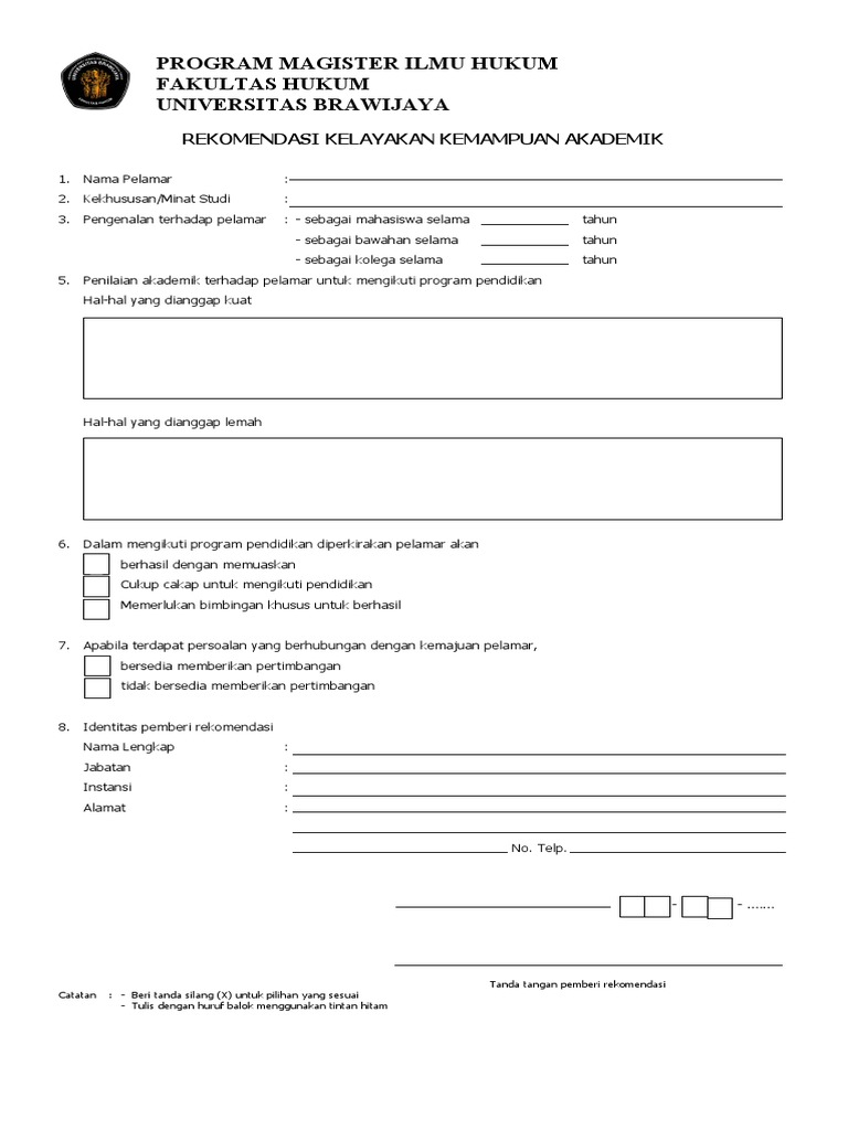 Form Rekomendasi S2 - MIH | PDF