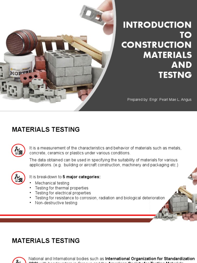 1.0 Introduction To Construction Materials and Testing | PDF | Concrete ...