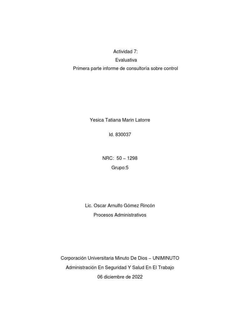 Actividad 7. Primera Parte Informe de Consultoria Sobre Control NRC 50. ...