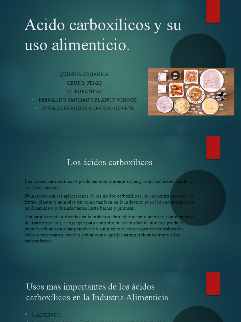 Acido carboxílicos y su uso alimenticio | PDF | Alimentos | Fermentación