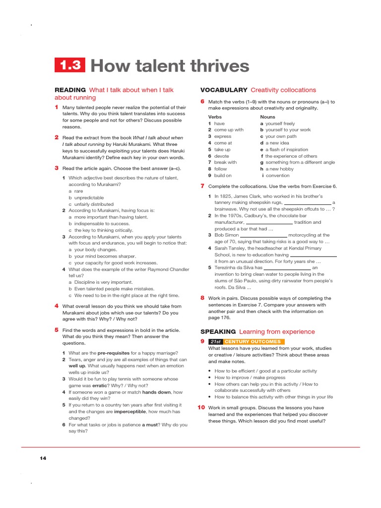How Talent Thrives: Vocabulary Reading | PDF | Linguistics | Cognitive ...