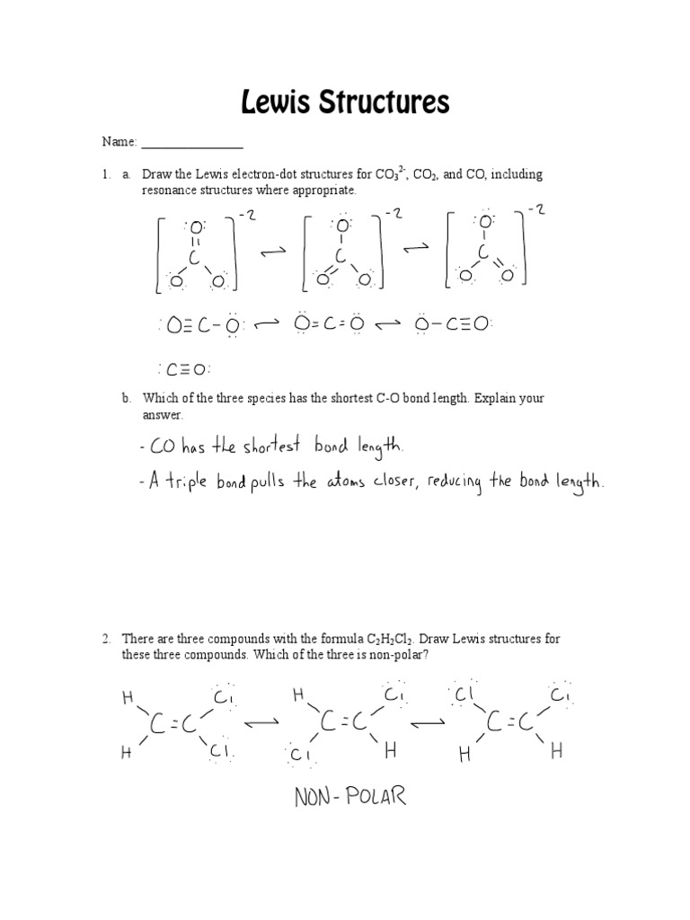 Drawing and Analyzing Lewis Structures: Bonding, Polarity, and Formal ...