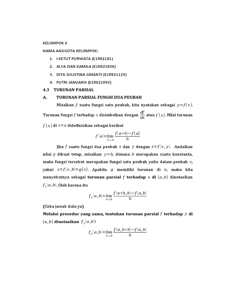 Turunan Parsial LKM (1) - 1 | PDF | Metode & Bahan Ajar