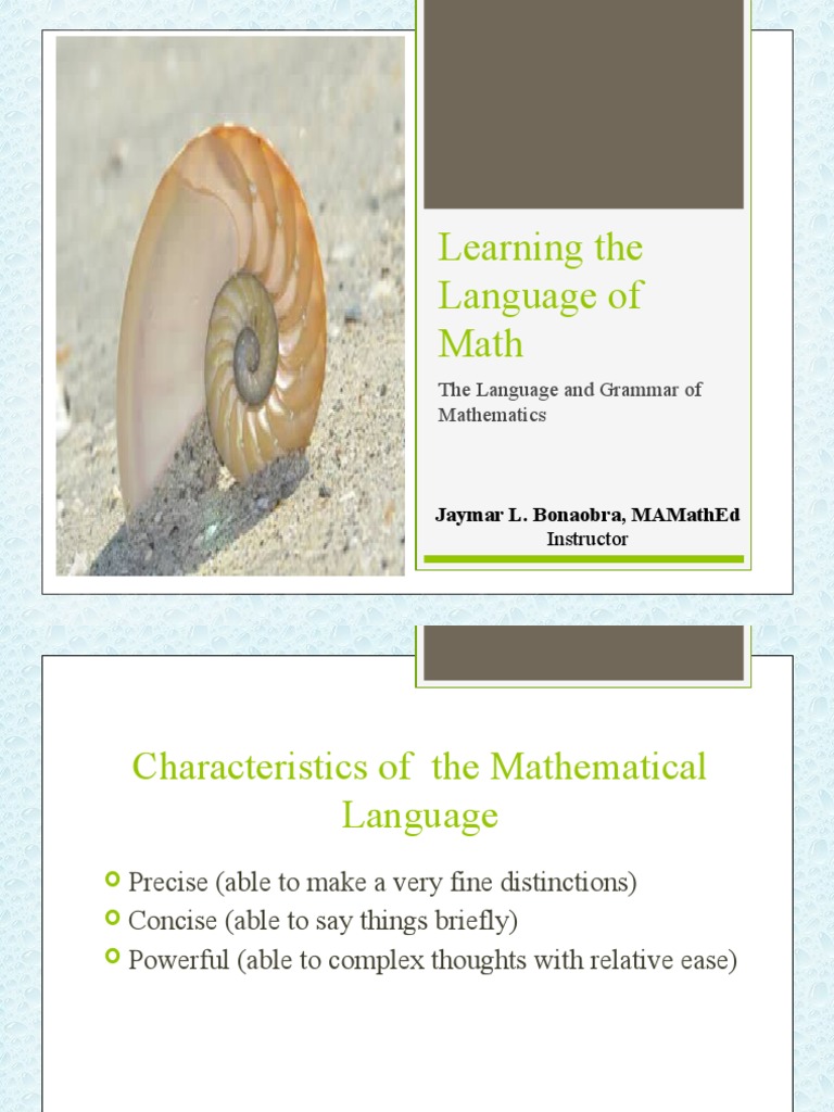 Chapter 2. Learning The Language of Math | PDF | Sentence (Linguistics) | English Language