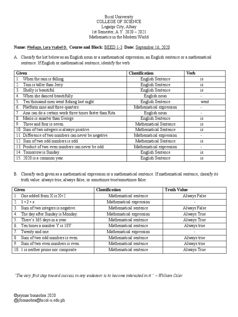 Worksheet 1. Speaking Mathematically | PDF | English Language ...