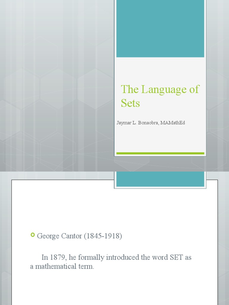 The Language of Sets | PDF | Set (Mathematics) | Subset